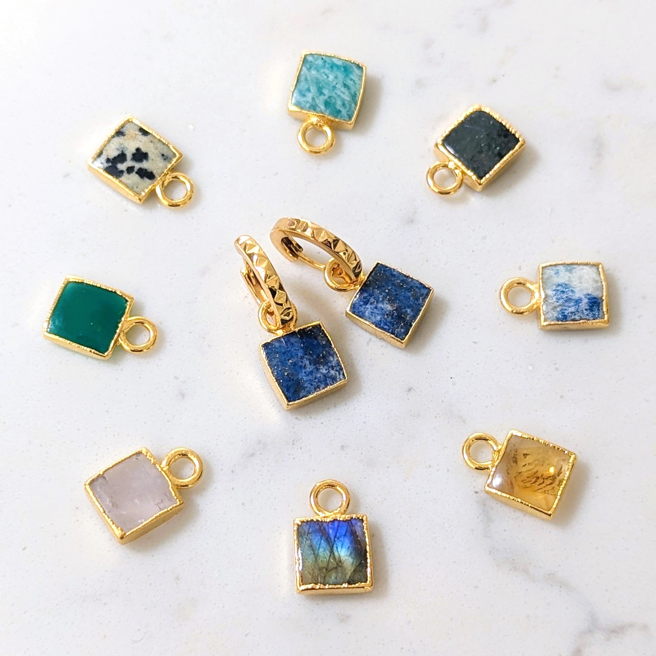 The Square Interchangeable Gemstone Earring Charms – Lapis London