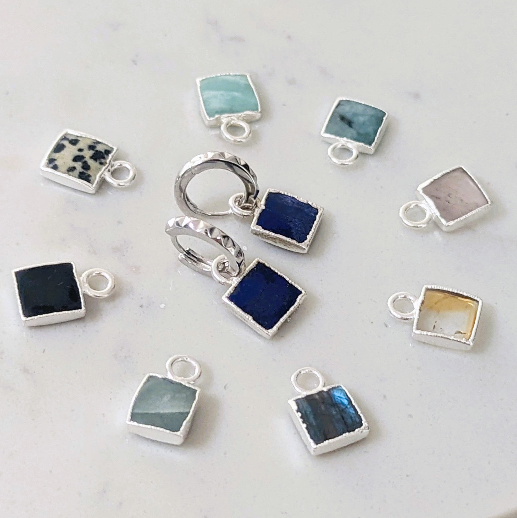 The Square Interchangeable Gemstone Earring Charms – Lapis London