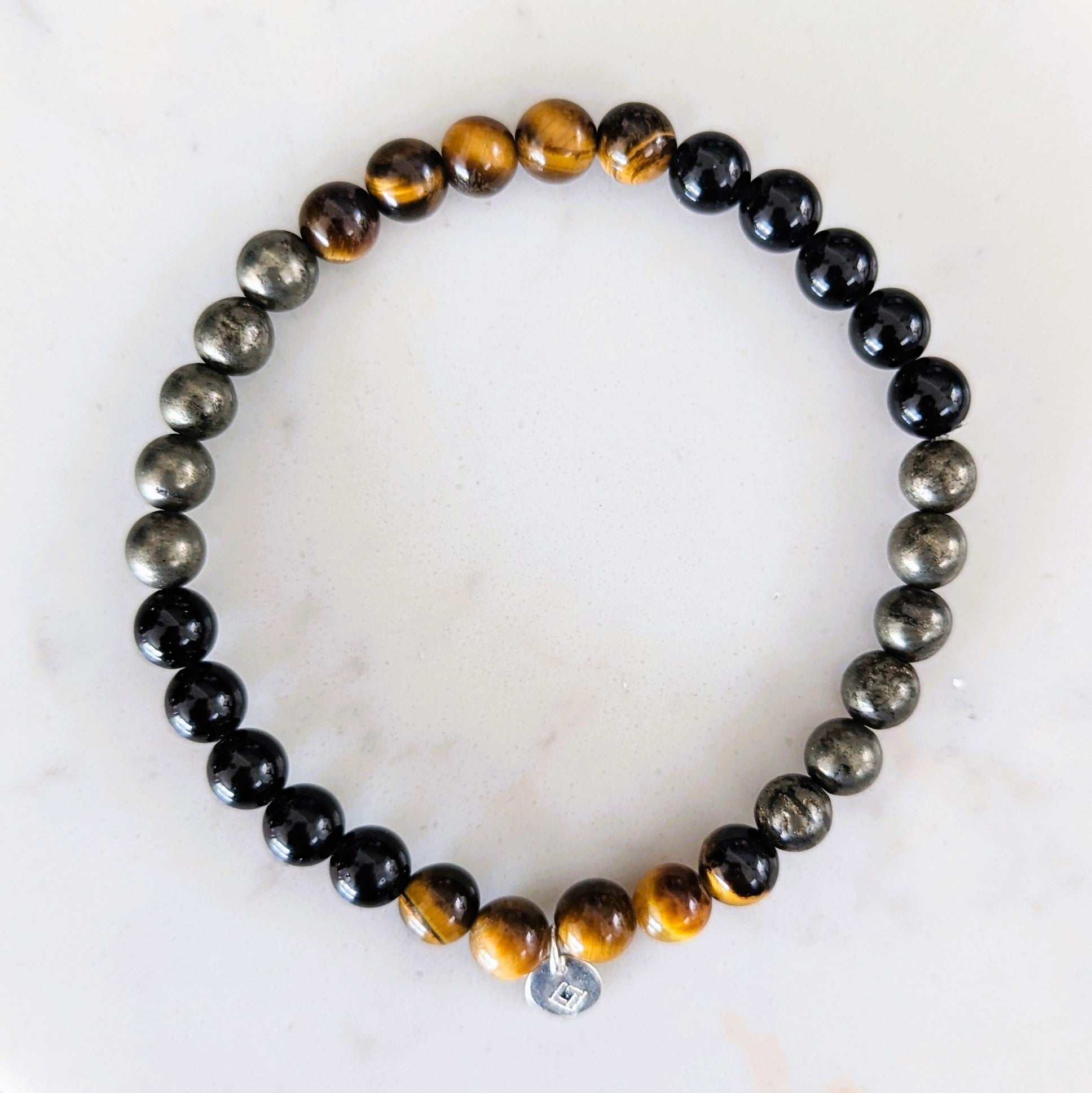 Men's Strength, Confidence and Protection Gemstone Bracelet - 6mm Smoo ...
